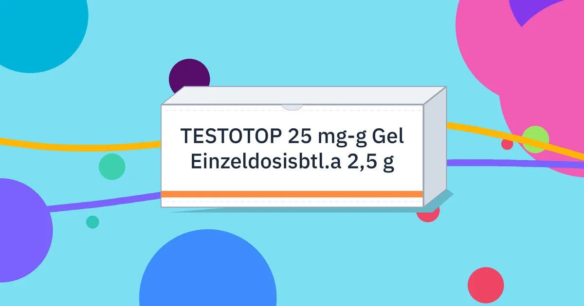 Symbolbild: Packung mit der Aufschrift TESTOTOP 25 mg-g Gel Einzeldosisbtl.a 2,5 g (PZN 18890721) – Verfügbarkeit und Bezug in Apotheken in Frankfurt am Main