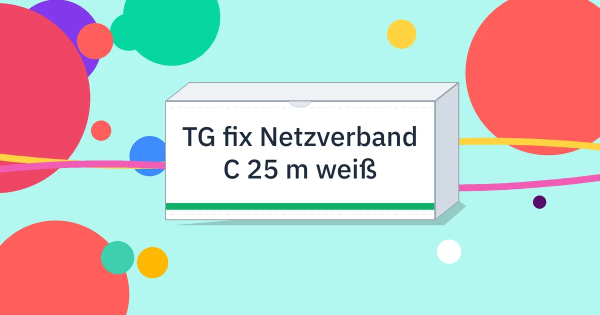 Symbolbild: Packung mit der Aufschrift TG fix Netzverband C 25 m weiß (PZN 20277695) – Verfügbarkeit und Bezug in Apotheken in Frankfurt am Main