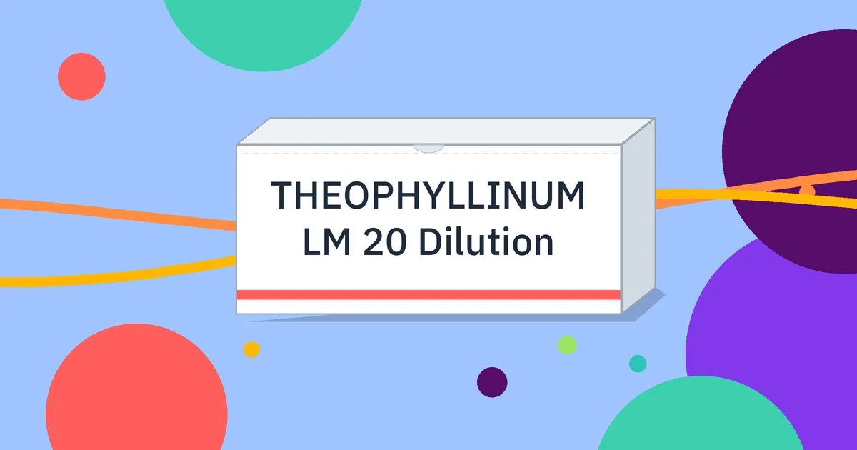 Symbolbild: Packung mit der Aufschrift THEOPHYLLINUM LM 20 Dilution (PZN 13220329) – Verfügbarkeit und Bezug in Apotheken in Frankfurt am Main