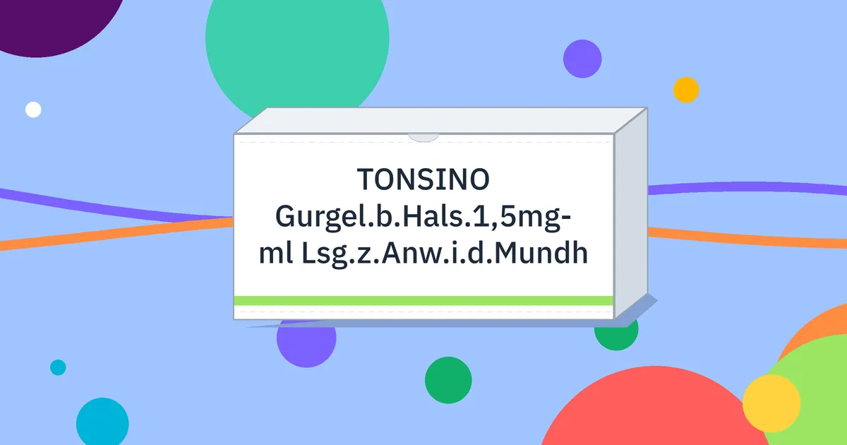 Symbolbild: Packung mit der Aufschrift TONSINO Gurgel.b.Hals.1,5mg-ml Lsg.z.Anw.i.d.Mundh (PZN 19129989) – Verfügbarkeit und Bezug in Apotheken in Frankfurt am Main
