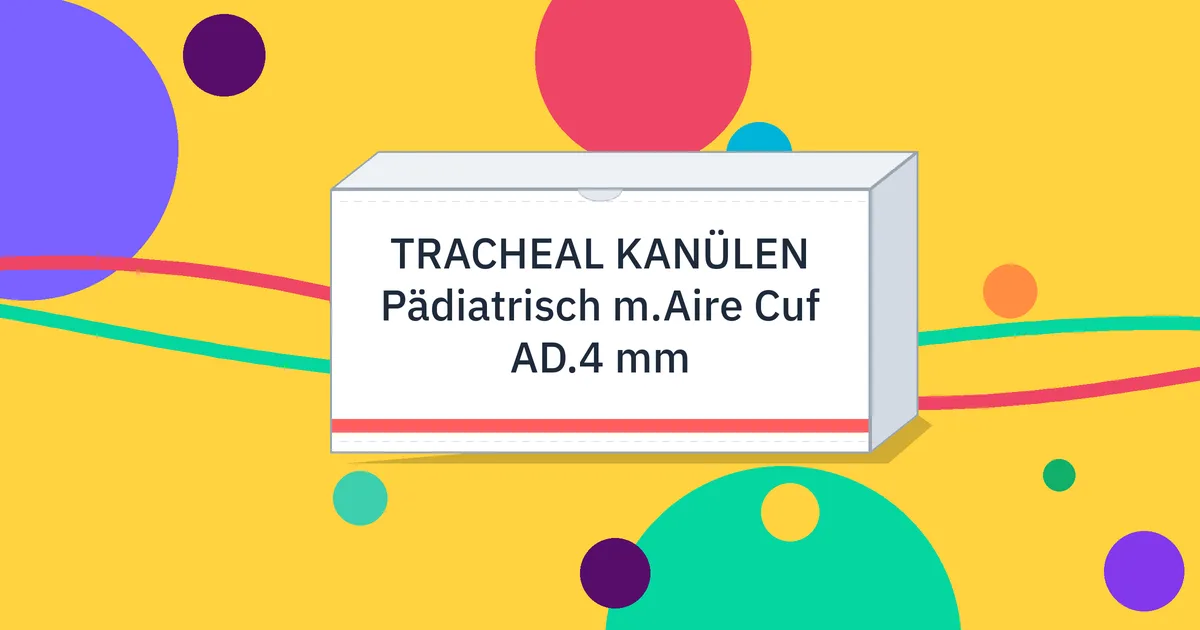 Symbolbild: Packung mit der Aufschrift TRACHEAL KANÜLEN Pädiatrisch m.Aire Cuf AD.4 mm (PZN 09217439) – Verfügbarkeit und Bezug in Apotheken in Frankfurt am Main