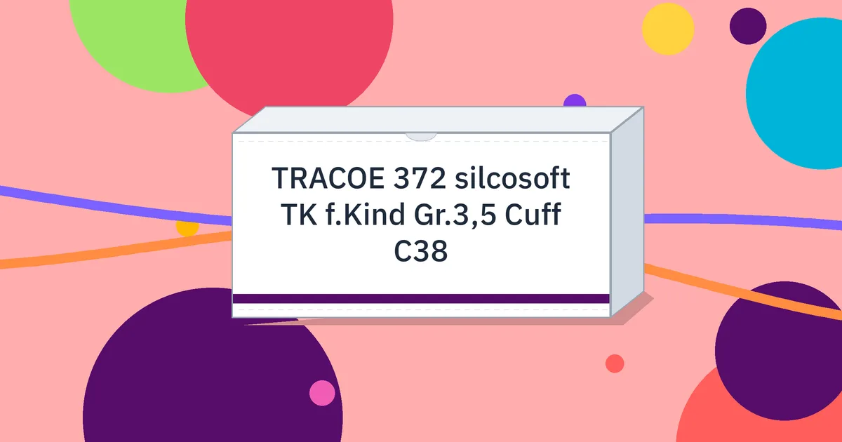 Symbolbild: Packung mit der Aufschrift TRACOE 372 silcosoft TK f.Kind Gr.3,5 Cuff C38 (PZN 14316155) – Verfügbarkeit und Bezug in Apotheken in Frankfurt am Main