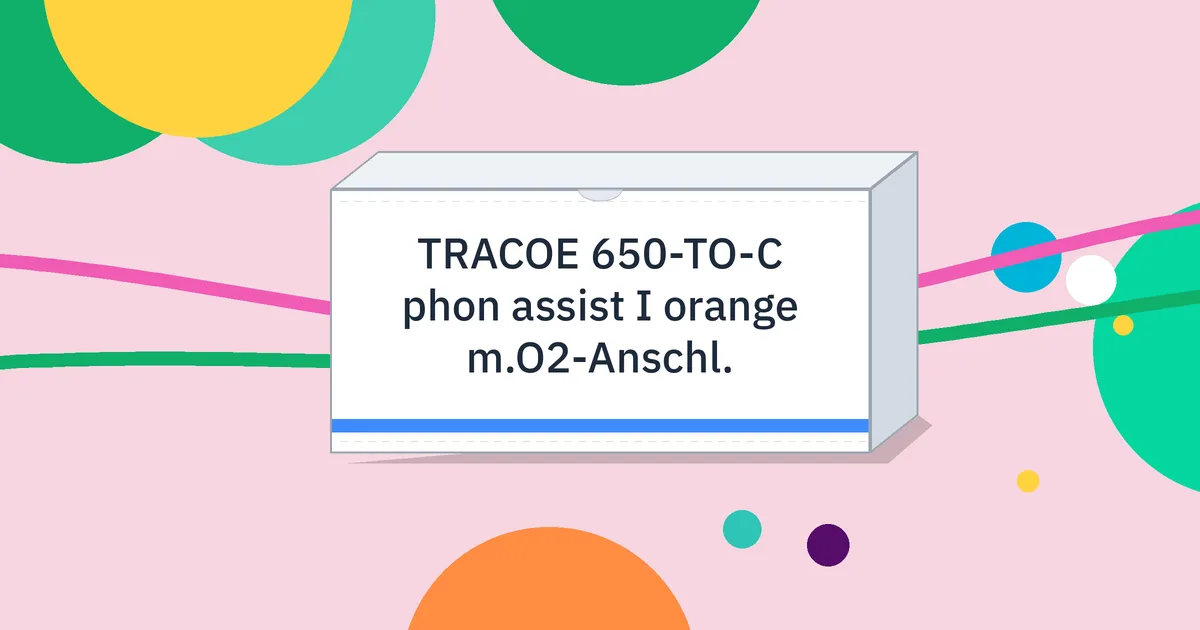 Symbolbild: Packung mit der Aufschrift TRACOE 650-TO-C phon assist I orange m.O2-Anschl. (PZN 11514529) – Verfügbarkeit und Bezug in Apotheken in Frankfurt am Main