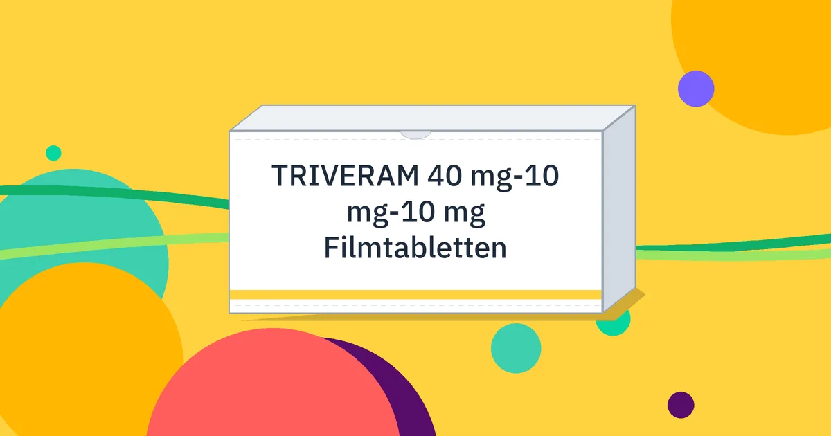 Symbolbild: Packung mit der Aufschrift TRIVERAM 40 mg-10 mg-10 mg Filmtabletten (PZN 19999733) – Verfügbarkeit und Bezug in Apotheken in Frankfurt am Main