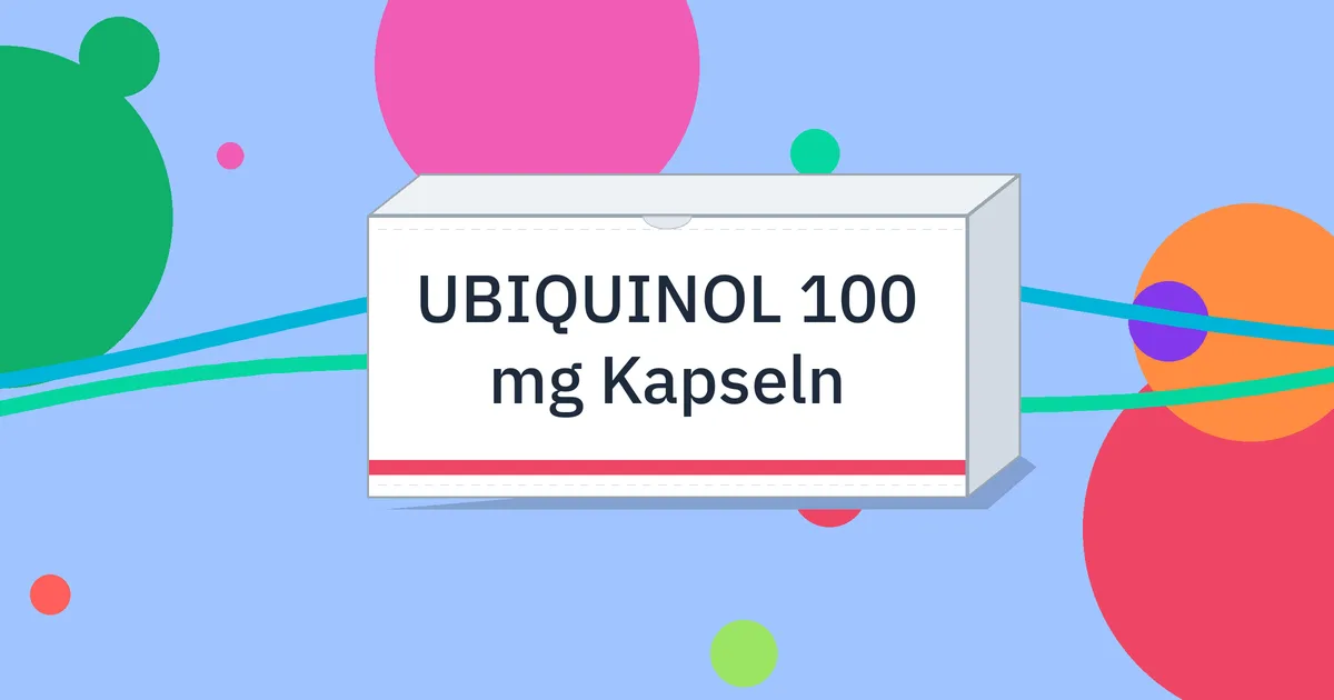 Symbolbild: Packung mit der Aufschrift UBIQUINOL 100 mg Kapseln (PZN 10276128) – Verfügbarkeit und Bezug in Apotheken in Frankfurt am Main