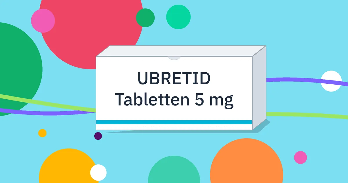 Symbolbild: Packung mit der Aufschrift UBRETID Tabletten 5 mg (PZN 19078832) – Verfügbarkeit und Bezug in Apotheken in Frankfurt am Main