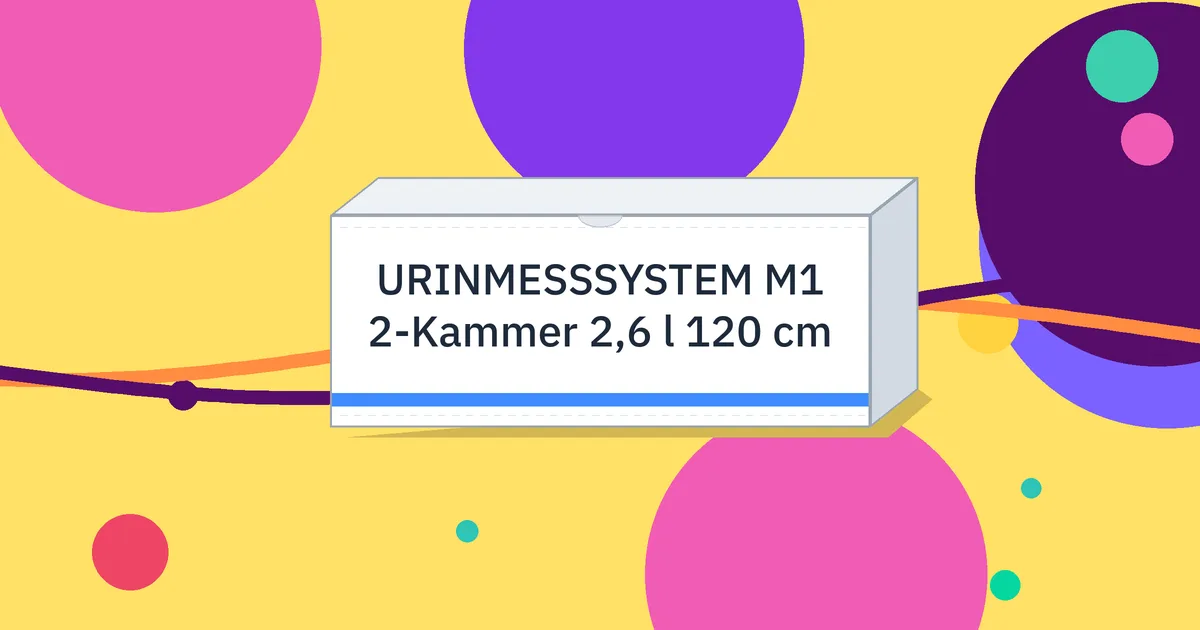 Symbolbild: Packung mit der Aufschrift URINMESSSYSTEM M1 2-Kammer 2,6 l 120 cm (PZN 00807010) – Verfügbarkeit und Bezug in Apotheken in Frankfurt am Main