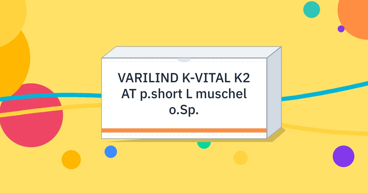 Symbolbild: Packung mit der Aufschrift VARILIND K-VITAL K2 AT p.short L muschel o.Sp. (PZN 20562585) – Verfügbarkeit und Bezug in Apotheken in Frankfurt am Main
