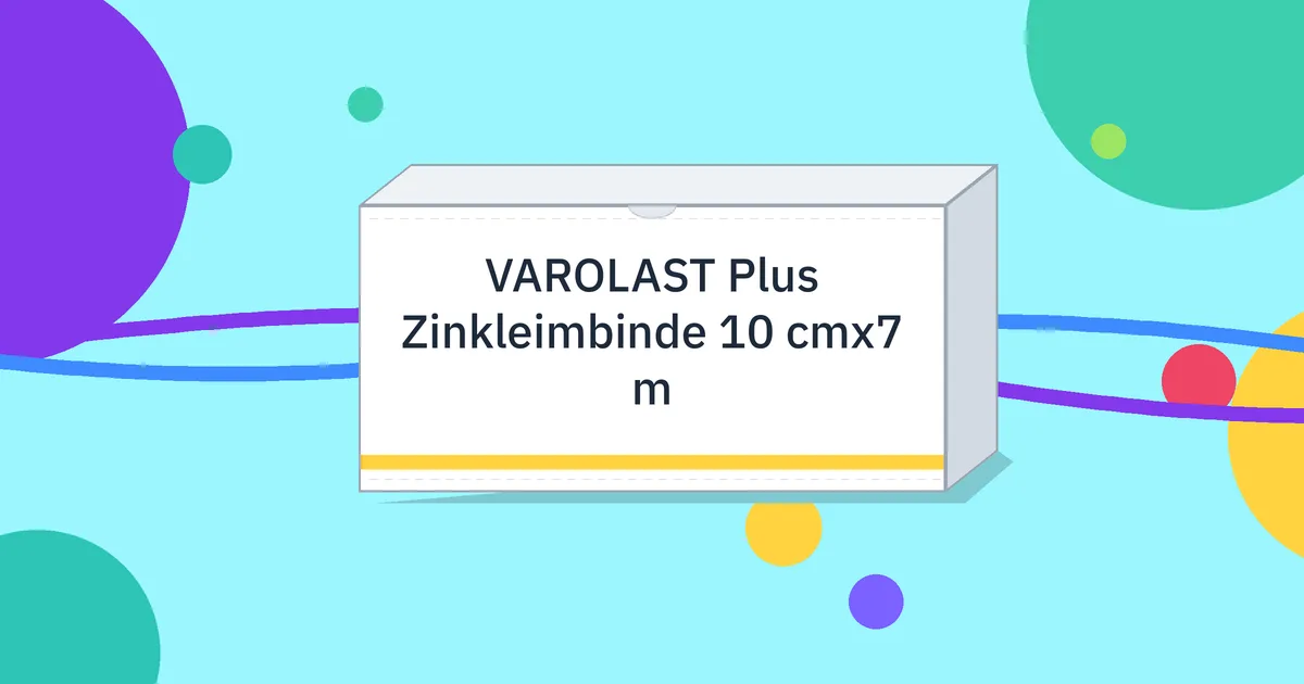 Symbolbild: Packung mit der Aufschrift VAROLAST Plus Zinkleimbinde 10 cmx7 m (PZN 20720736) – Verfügbarkeit und Bezug in Apotheken in Frankfurt am Main