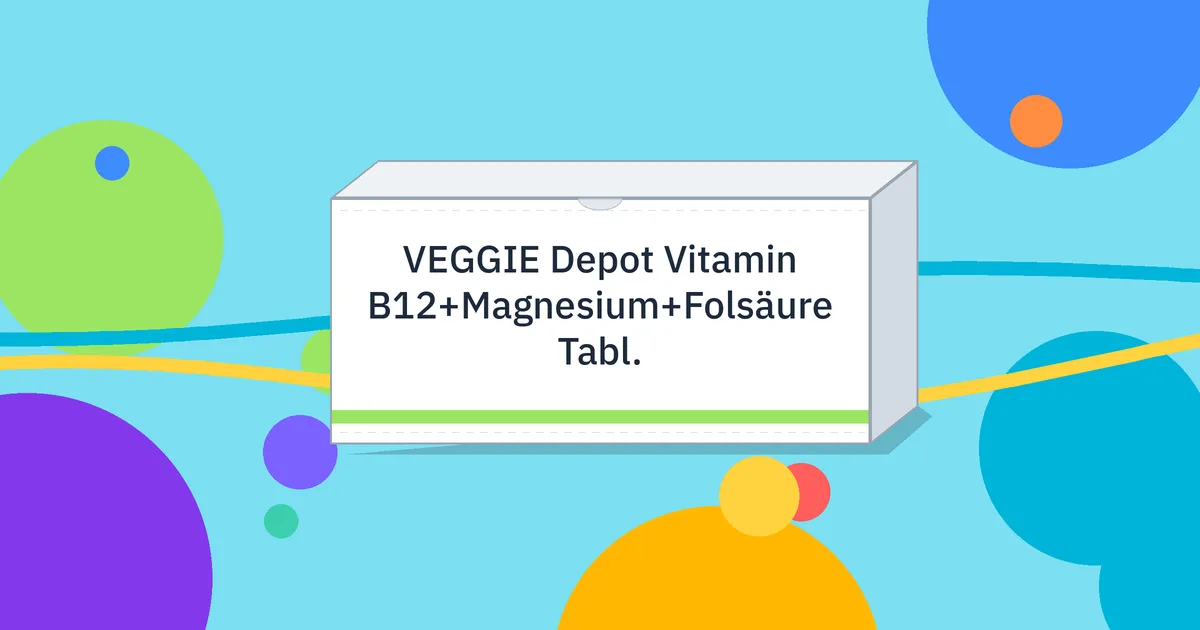 Symbolbild: Packung mit der Aufschrift VEGGIE Depot Vitamin B12+Magnesium+Folsäure Tabl. (PZN 11674339) – Verfügbarkeit und Bezug in Apotheken in Frankfurt am Main