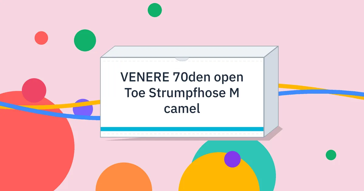 Symbolbild: Packung mit der Aufschrift VENERE 70den open Toe Strumpfhose M camel (PZN 16174311) – Verfügbarkeit und Bezug in Apotheken in Frankfurt am Main