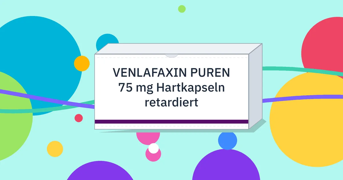 Symbolbild: Packung mit der Aufschrift VENLAFAXIN PUREN 75 mg Hartkapseln retardiert (PZN 11358704) – Verfügbarkeit und Bezug in Apotheken in Frankfurt am Main