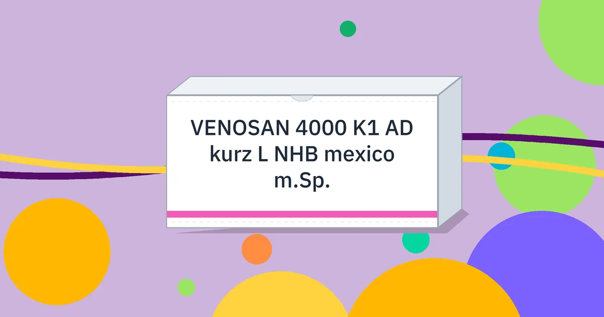 Symbolbild: Packung mit der Aufschrift VENOSAN 4000 K1 AD kurz L NHB mexico m.Sp. (PZN 14423282) – Verfügbarkeit und Bezug in Apotheken in Frankfurt am Main