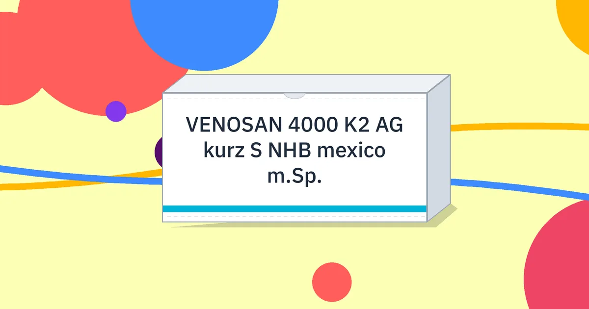 Symbolbild: Packung mit der Aufschrift VENOSAN 4000 K2 AG kurz S NHB mexico m.Sp. (PZN 14424643) – Verfügbarkeit und Bezug in Apotheken in Frankfurt am Main