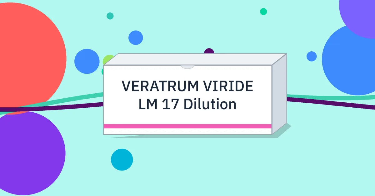 Symbolbild: Packung mit der Aufschrift VERATRUM VIRIDE LM 17 Dilution (PZN 13265355) – Verfügbarkeit und Bezug in Apotheken in Frankfurt am Main