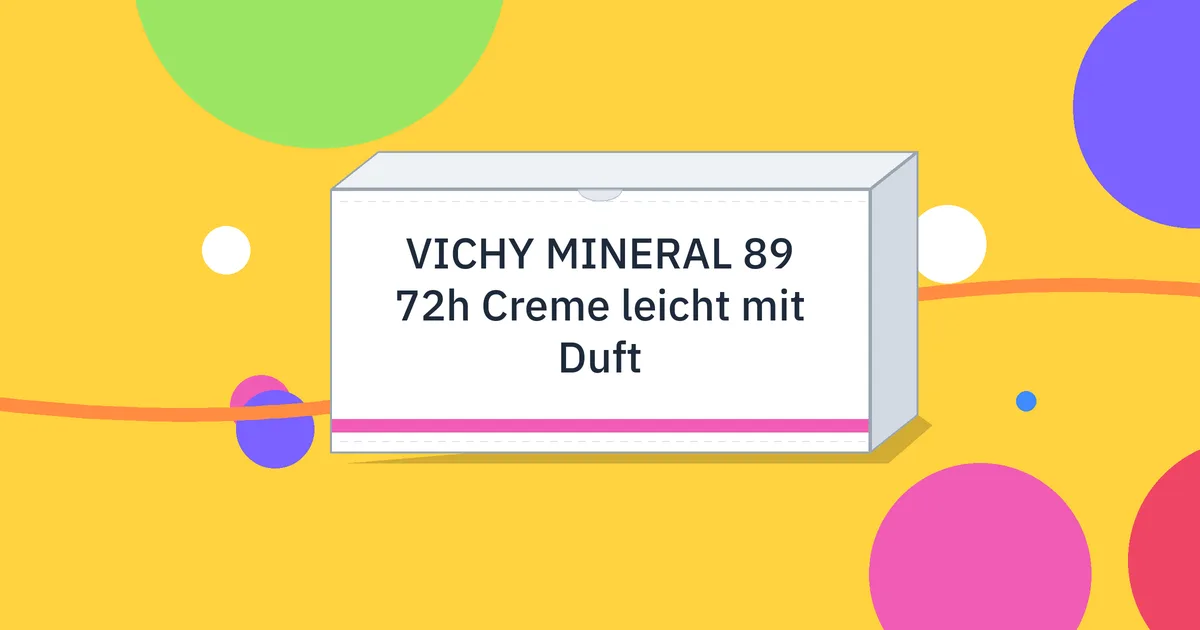 Symbolbild: Packung mit der Aufschrift VICHY MINERAL 89 72h Creme leicht mit Duft (PZN 18119888) – Verfügbarkeit und Bezug in Apotheken in Frankfurt am Main
