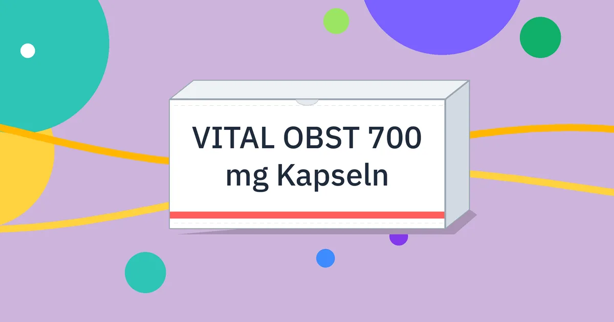Symbolbild: Packung mit der Aufschrift VITAL OBST 700 mg Kapseln (PZN 15737901) – Verfügbarkeit und Bezug in Apotheken in Frankfurt am Main