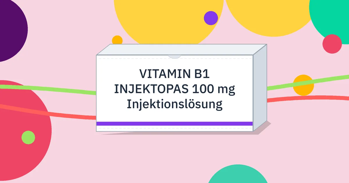 Symbolbild: Packung mit der Aufschrift VITAMIN B1 INJEKTOPAS 100 mg Injektionslösung (PZN 03262479) – Verfügbarkeit und Bezug in Apotheken in Frankfurt am Main