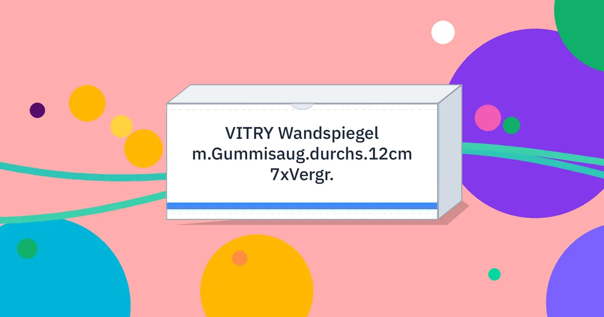 Symbolbild: Packung mit der Aufschrift VITRY Wandspiegel m.Gummisaug.durchs.12cm 7xVergr. (PZN 11509020) – Verfügbarkeit und Bezug in Apotheken in Frankfurt am Main