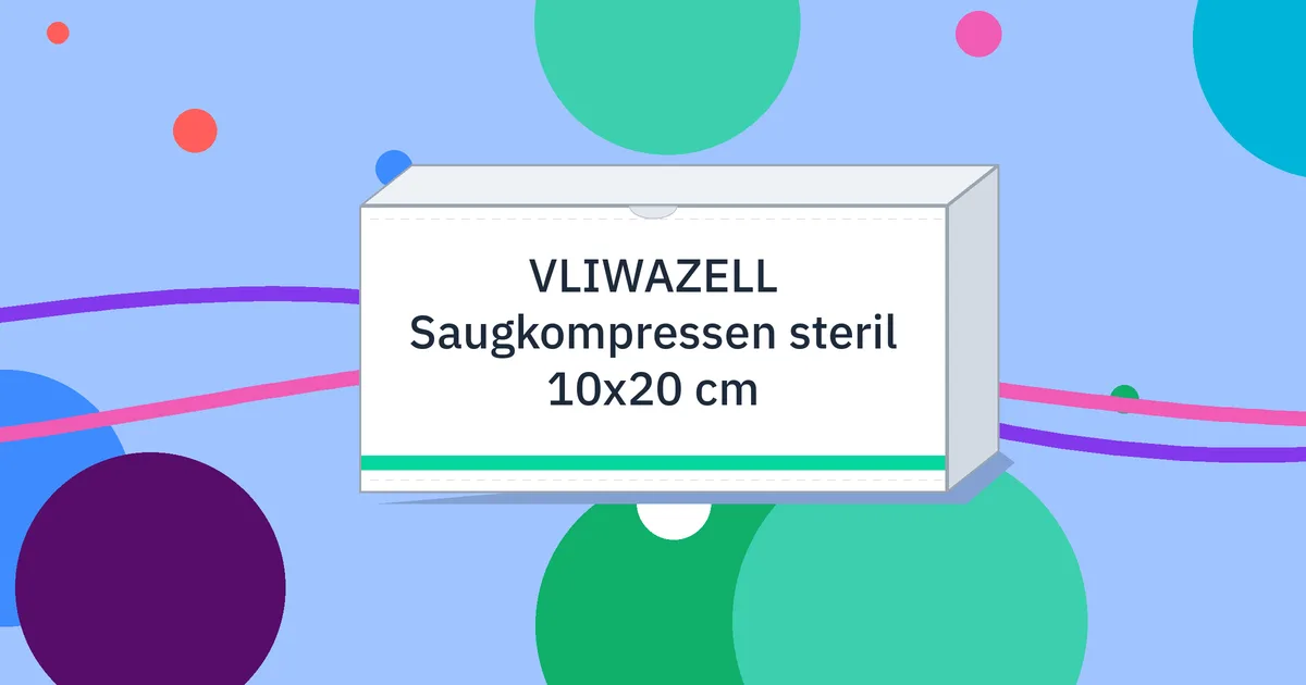 Symbolbild: Packung mit der Aufschrift VLIWAZELL Saugkompressen steril 10x20 cm (PZN 18364352) – Verfügbarkeit und Bezug in Apotheken in Frankfurt am Main
