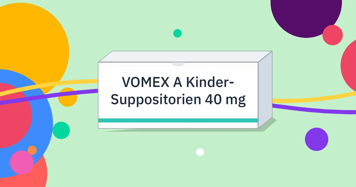 Symbolbild: Packung mit der Aufschrift VOMEX A Kinder-Suppositorien 40 mg (PZN 11091632) – Verfügbarkeit und Bezug in Apotheken in Frankfurt am Main