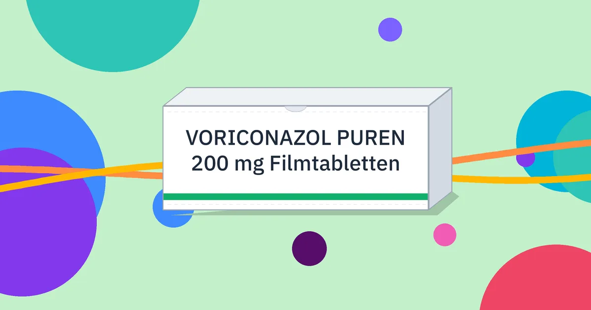 Symbolbild: Packung mit der Aufschrift VORICONAZOL PUREN 200 mg Filmtabletten (PZN 20158223) – Verfügbarkeit und Bezug in Apotheken in Frankfurt am Main