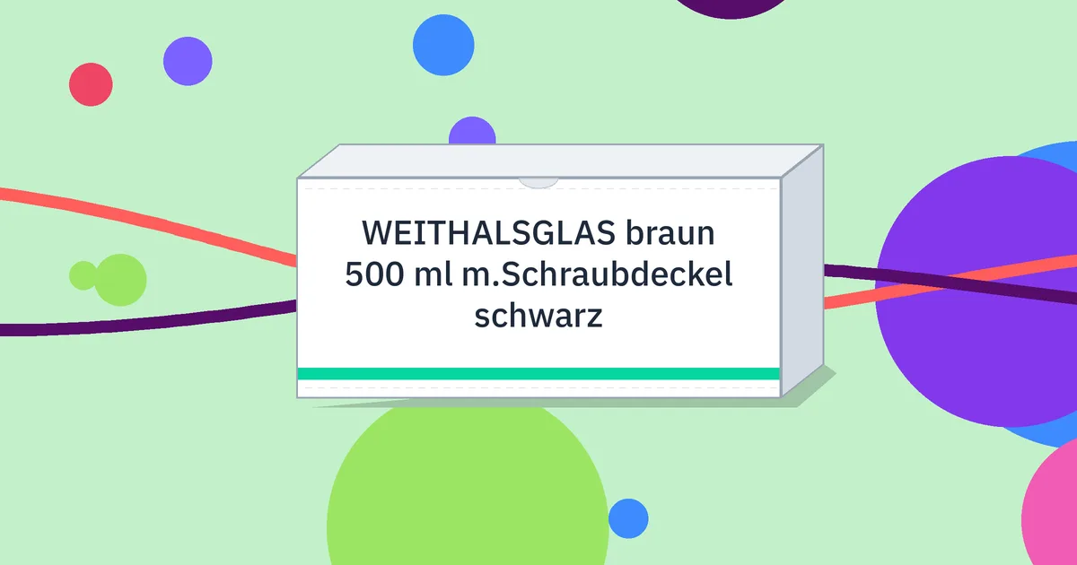 Symbolbild: Packung mit der Aufschrift WEITHALSGLAS braun 500 ml m.Schraubdeckel schwarz (PZN 10189263) – Verfügbarkeit und Bezug in Apotheken in Frankfurt am Main