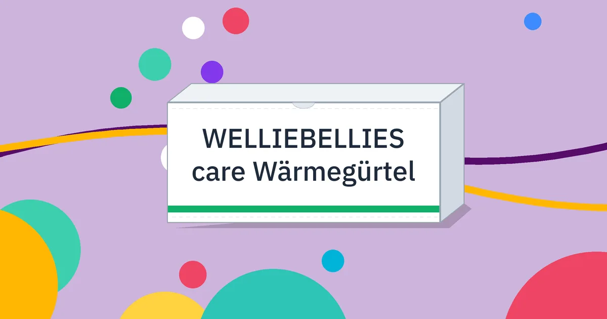 Symbolbild: Packung mit der Aufschrift WELLIEBELLIES care Wärmegürtel (PZN 11153296) – Verfügbarkeit und Bezug in Apotheken in Frankfurt am Main