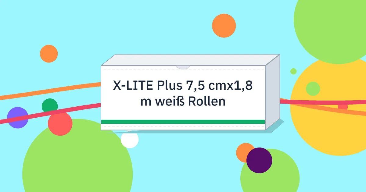 Symbolbild: Packung mit der Aufschrift X-LITE Plus 7,5 cmx1,8 m weiß Rollen (PZN 14441340) – Verfügbarkeit und Bezug in Apotheken in Frankfurt am Main