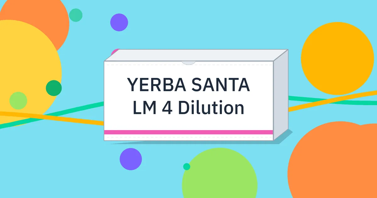 Symbolbild: Packung mit der Aufschrift YERBA SANTA LM 4 Dilution (PZN 13284884) – Verfügbarkeit und Bezug in Apotheken in Frankfurt am Main