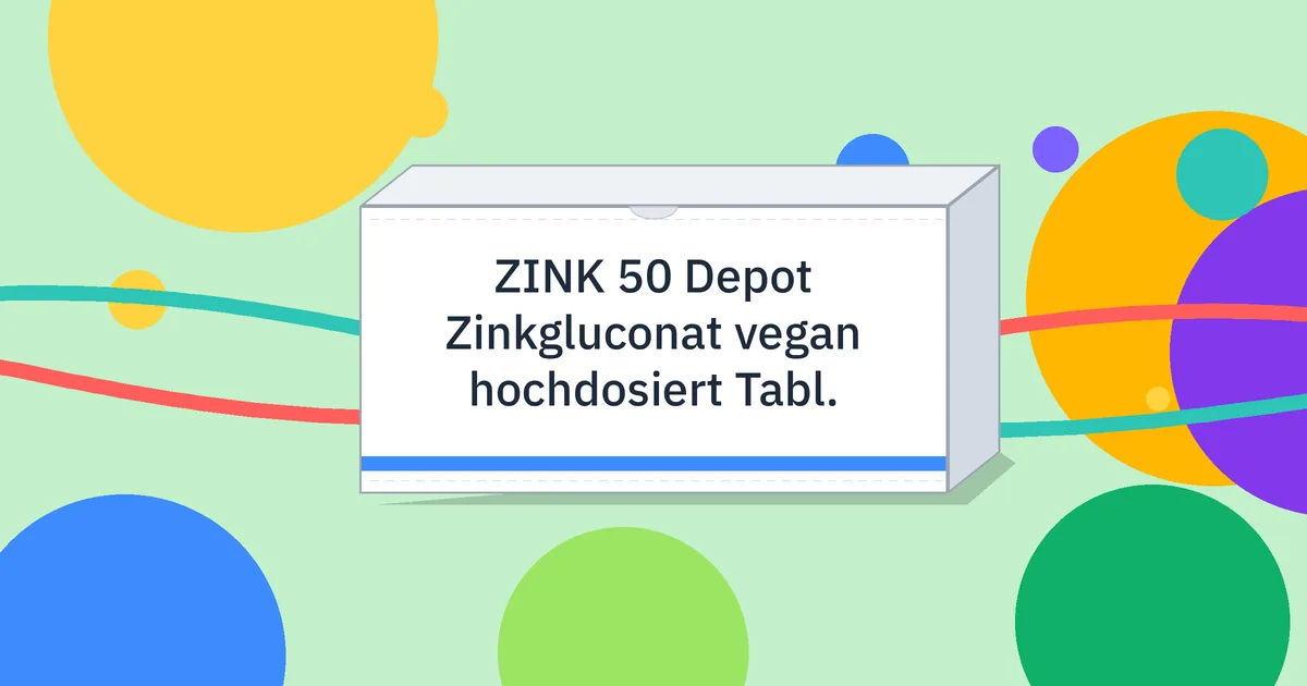 Symbolbild: Packung mit der Aufschrift ZINK 50 Depot Zinkgluconat vegan hochdosiert Tabl. (PZN 18209812) – Verfügbarkeit und Bezug in Apotheken in Frankfurt am Main