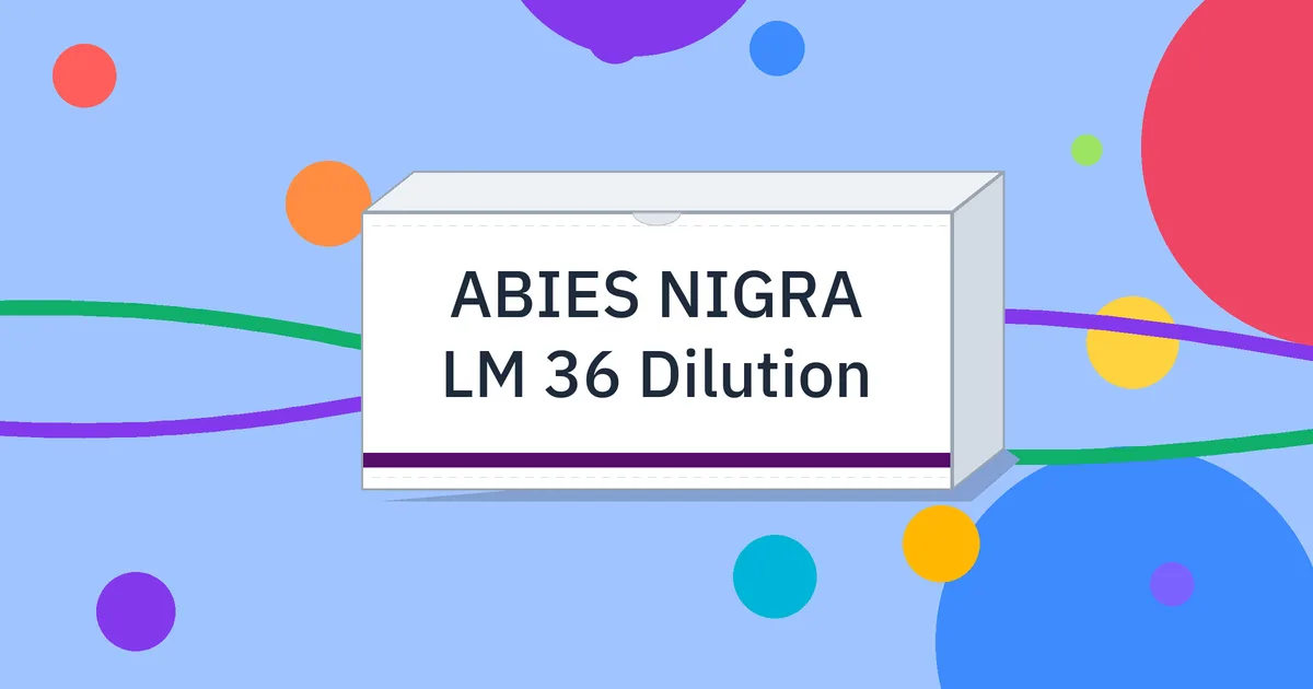Symbolbild: Packung mit der Aufschrift ABIES NIGRA LM 36 Dilution (PZN 13260889) – Verfügbarkeit und Bezug in Apotheken in Frankfurt am Main