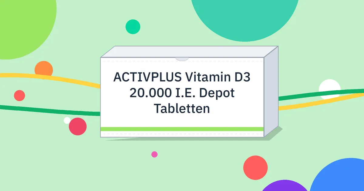 Symbolbild: Packung mit der Aufschrift ACTIVPLUS Vitamin D3 20.000 I.E. Depot Tabletten (PZN 20119565) – Verfügbarkeit und Bezug in Apotheken in Frankfurt am Main