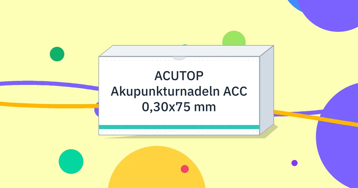 Symbolbild: Packung mit der Aufschrift ACUTOP Akupunkturnadeln ACC 0,30x75 mm (PZN 17444014) – Verfügbarkeit und Bezug in Apotheken in Frankfurt am Main