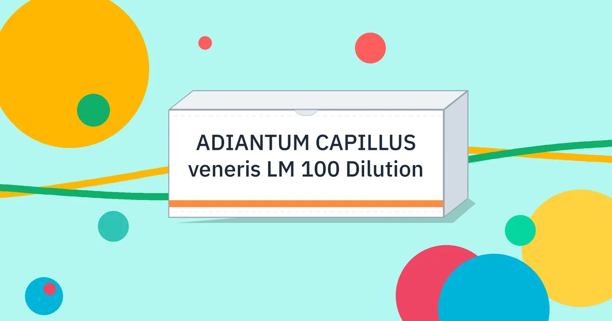 Symbolbild: Packung mit der Aufschrift ADIANTUM CAPILLUS veneris LM 100 Dilution (PZN 13296054) – Verfügbarkeit und Bezug in Apotheken in Frankfurt am Main