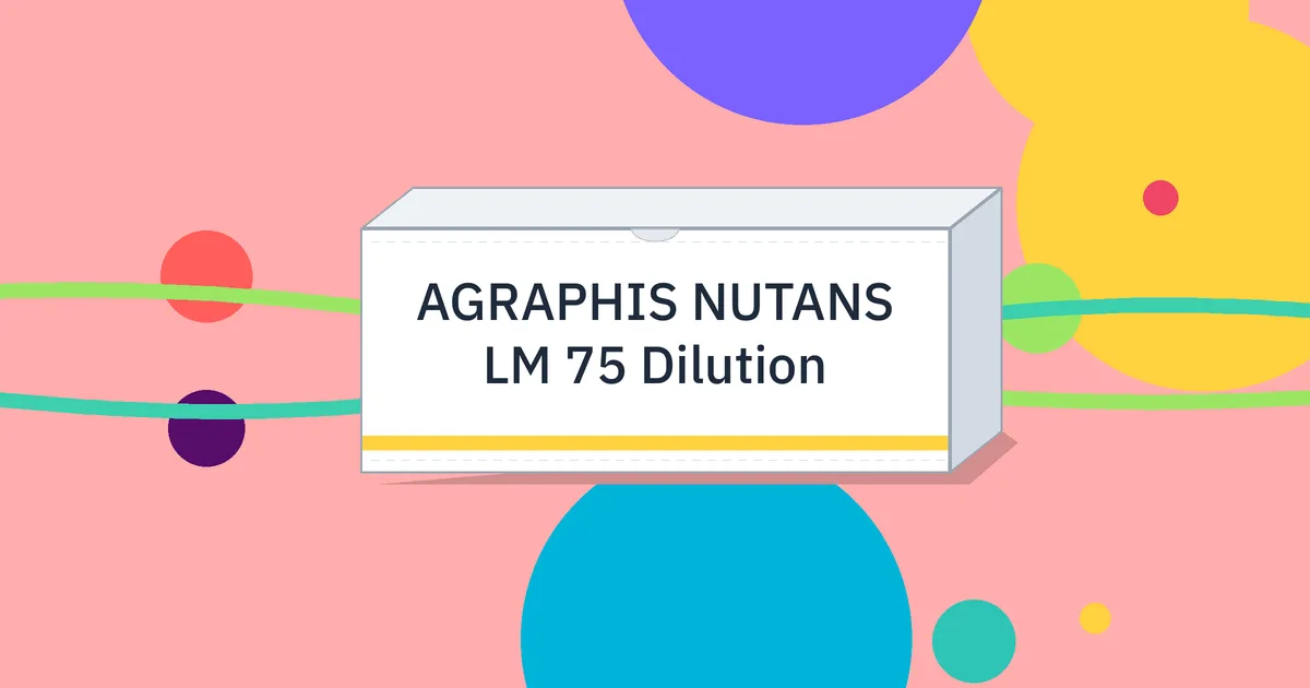 Symbolbild: Packung mit der Aufschrift AGRAPHIS NUTANS LM 75 Dilution (PZN 13306723) – Verfügbarkeit und Bezug in Apotheken in Frankfurt am Main