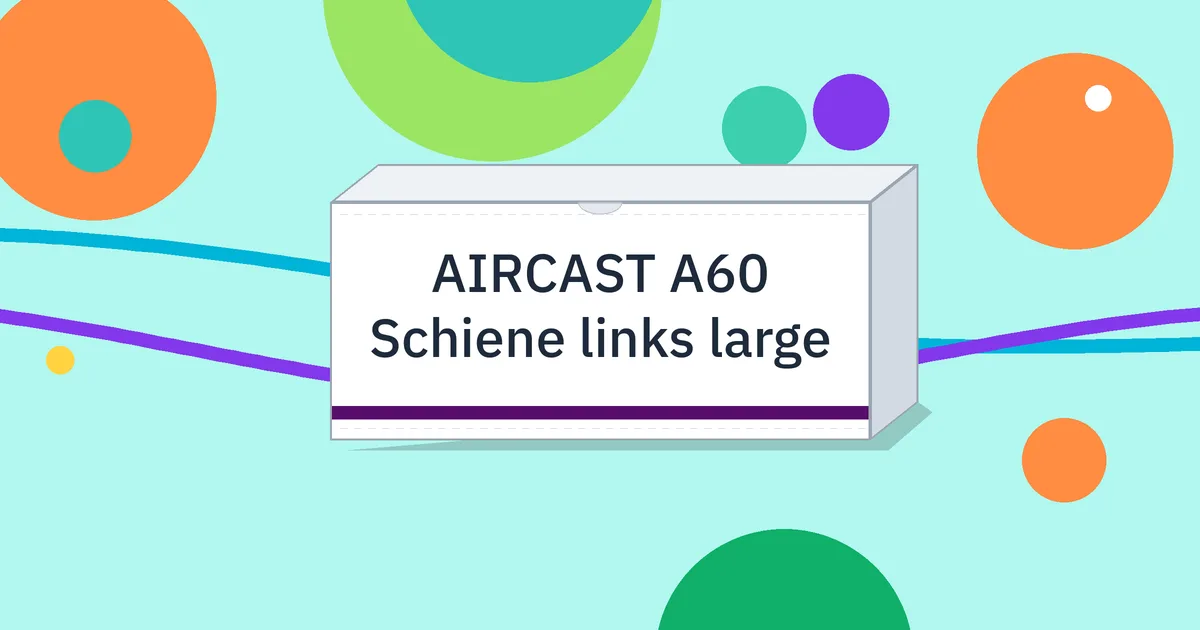 Symbolbild: Packung mit der Aufschrift AIRCAST A60 Schiene links large (PZN 14199809) – Verfügbarkeit und Bezug in Apotheken in Frankfurt am Main