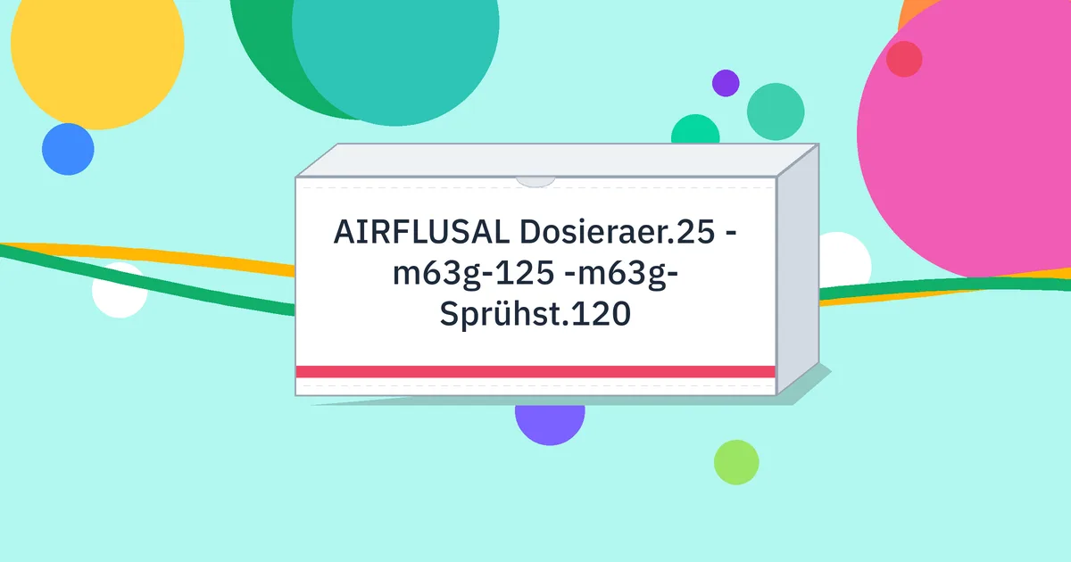 Symbolbild: Packung mit der Aufschrift AIRFLUSAL Dosieraer.25 -m63g-125 -m63g-Sprühst.120 (PZN 11889956) – Verfügbarkeit und Bezug in Apotheken in Frankfurt am Main