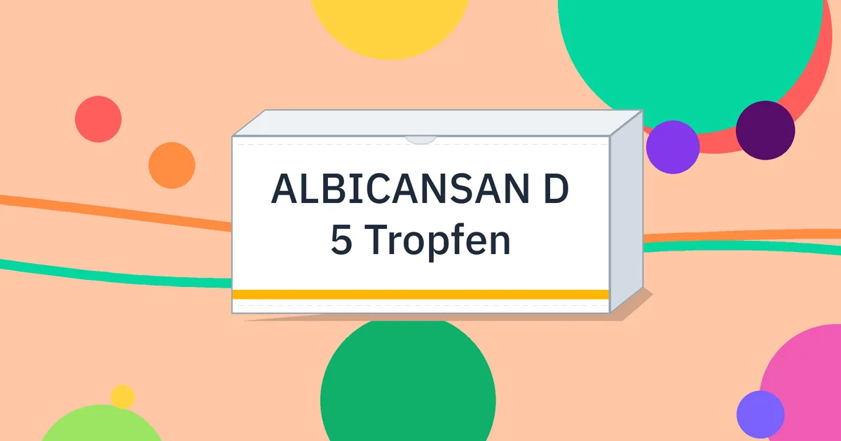 Symbolbild: Packung mit der Aufschrift ALBICANSAN D 5 Tropfen (PZN 04456895) – Verfügbarkeit und Bezug in Apotheken in Frankfurt am Main
