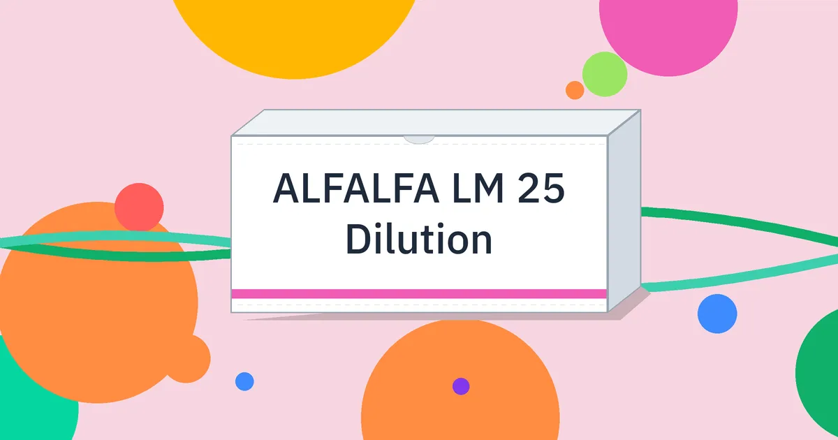 Symbolbild: Packung mit der Aufschrift ALFALFA LM 25 Dilution (PZN 13310305) – Verfügbarkeit und Bezug in Apotheken in Frankfurt am Main