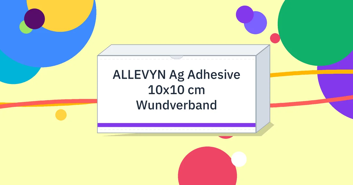 Symbolbild: Packung mit der Aufschrift ALLEVYN Ag Adhesive 10x10 cm Wundverband (PZN 13875668) – Verfügbarkeit und Bezug in Apotheken in Frankfurt am Main