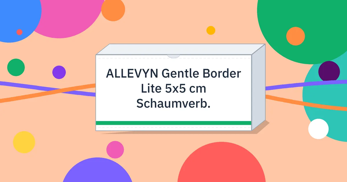 Symbolbild: Packung mit der Aufschrift ALLEVYN Gentle Border Lite 5x5 cm Schaumverb. (PZN 13587366) – Verfügbarkeit und Bezug in Apotheken in Frankfurt am Main