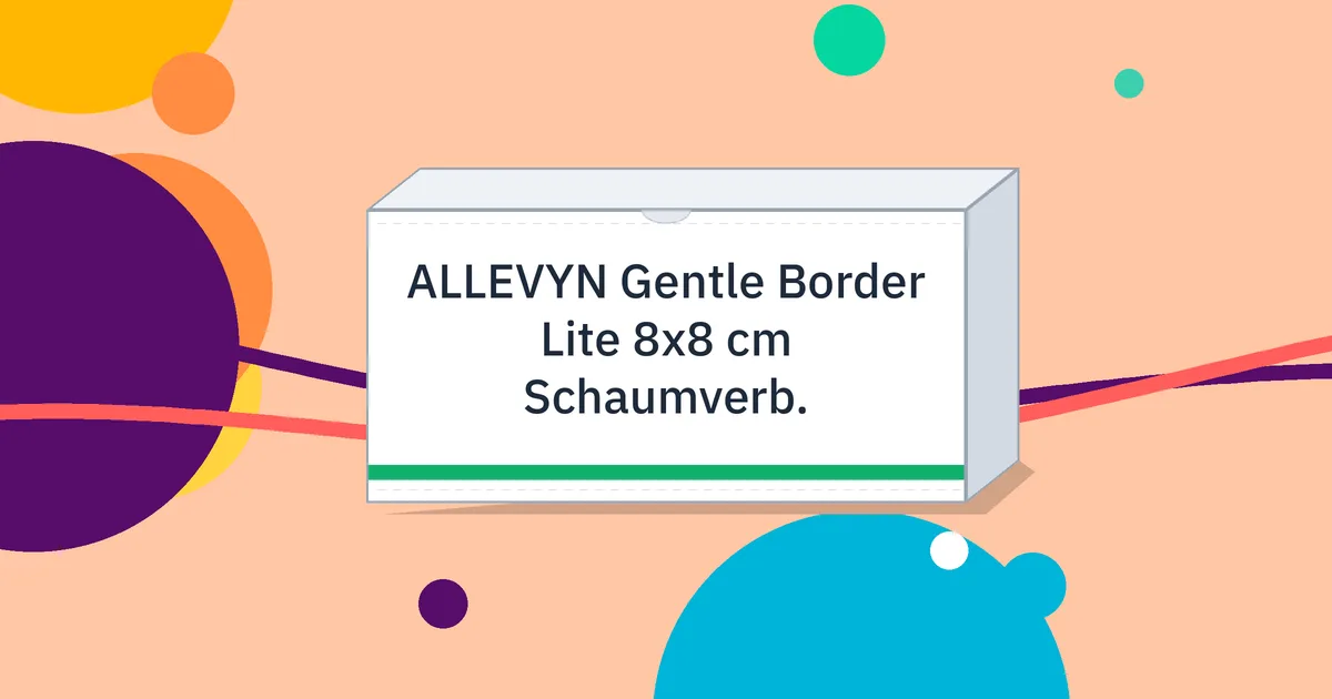 Symbolbild: Packung mit der Aufschrift ALLEVYN Gentle Border Lite 8x8 cm Schaumverb. (PZN 13751908) – Verfügbarkeit und Bezug in Apotheken in Frankfurt am Main