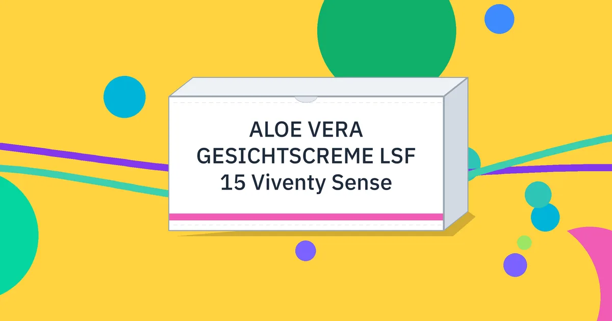 Symbolbild: Packung mit der Aufschrift ALOE VERA GESICHTSCREME LSF 15 Viventy Sense (PZN 13972532) – Verfügbarkeit und Bezug in Apotheken in Frankfurt am Main