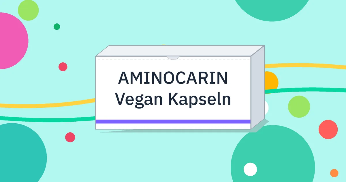 Symbolbild: Packung mit der Aufschrift AMINOCARIN Vegan Kapseln (PZN 18821921) – Verfügbarkeit und Bezug in Apotheken in Frankfurt am Main