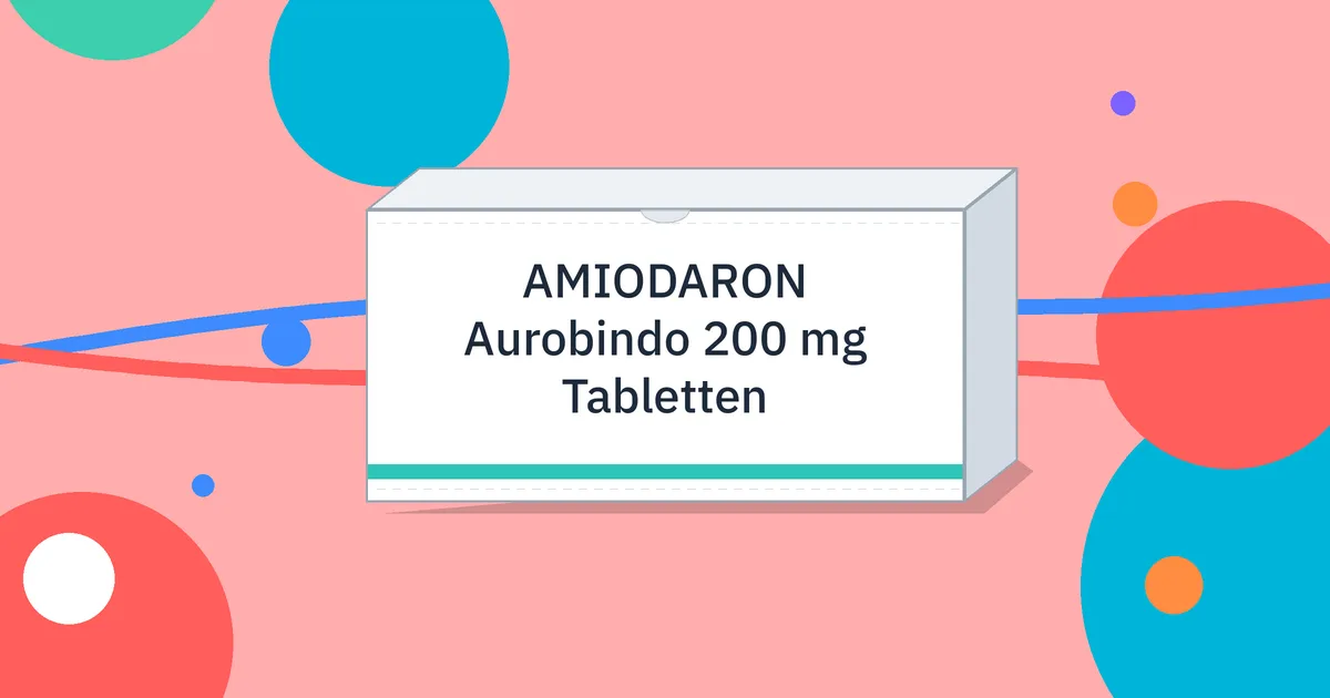 Symbolbild: Packung mit der Aufschrift AMIODARON Aurobindo 200 mg Tabletten (PZN 20012494) – Verfügbarkeit und Bezug in Apotheken in Frankfurt am Main