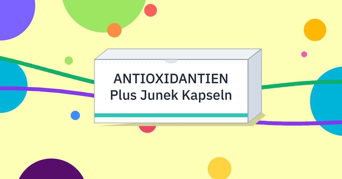 Symbolbild: Packung mit der Aufschrift ANTIOXIDANTIEN Plus Junek Kapseln (PZN 00136171) – Verfügbarkeit und Bezug in Apotheken in Frankfurt am Main