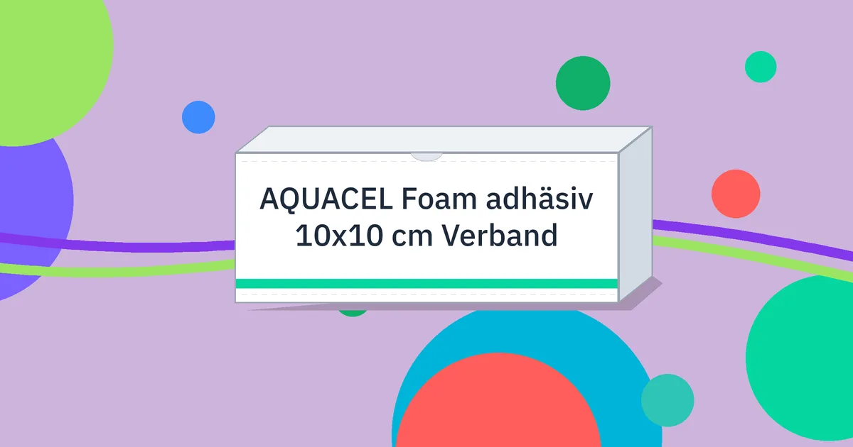 Symbolbild: Packung mit der Aufschrift AQUACEL Foam adhäsiv 10x10 cm Verband (PZN 08810448) – Verfügbarkeit und Bezug in Apotheken in Frankfurt am Main