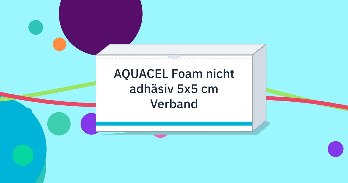 Symbolbild: Packung mit der Aufschrift AQUACEL Foam nicht adhäsiv 5x5 cm Verband (PZN 19347953) – Verfügbarkeit und Bezug in Apotheken in Frankfurt am Main
