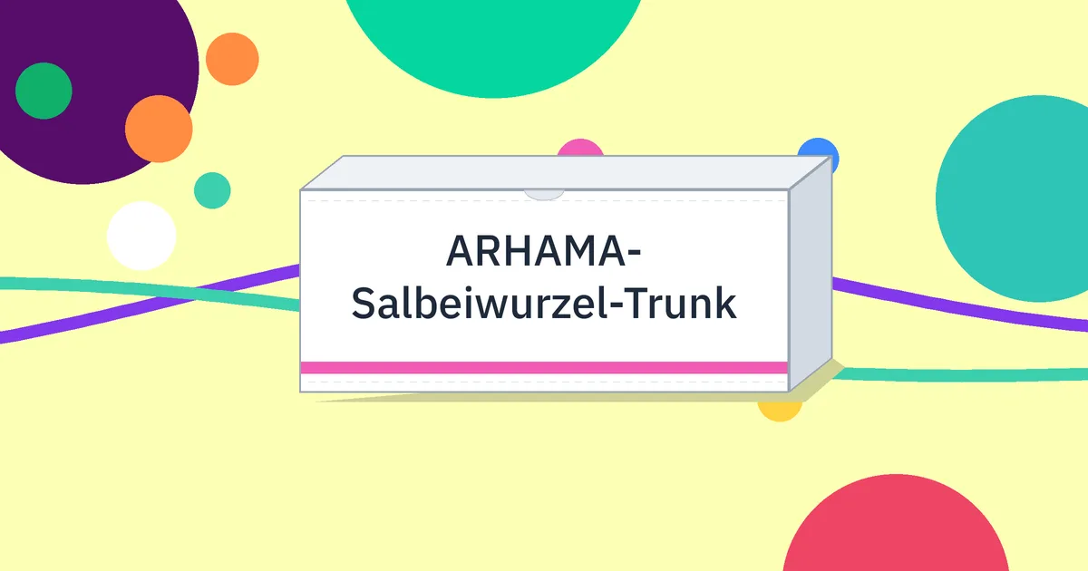 Symbolbild: Packung mit der Aufschrift ARHAMA-Salbeiwurzel-Trunk (PZN 11123390) – Verfügbarkeit und Bezug in Apotheken in Frankfurt am Main